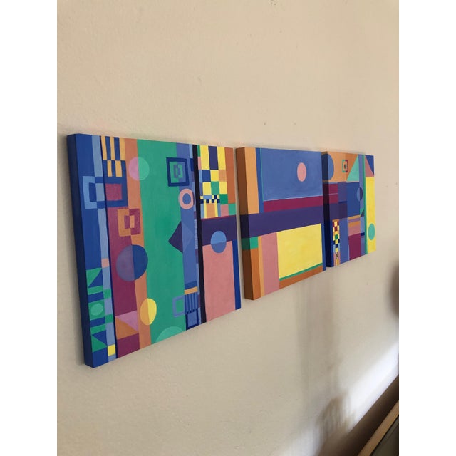 Contemporary Abstract Triptych of Paintings | Chairish