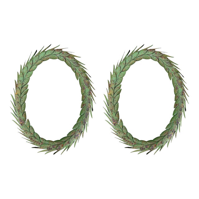 Pair of Painted and Gilt Tole Laurel Wreaths | Chairish