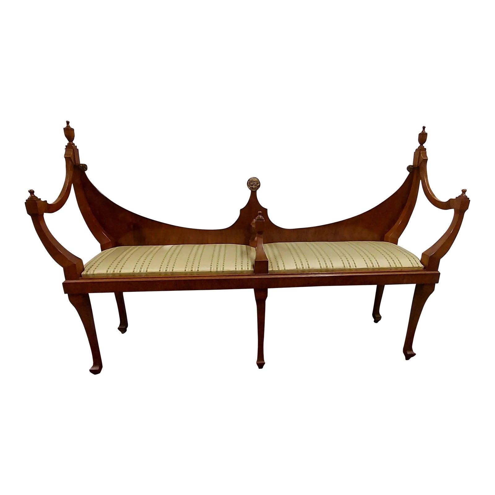 Early 1900s Old English Hepplewhite Style Walnut Courting Bench | Chairish
