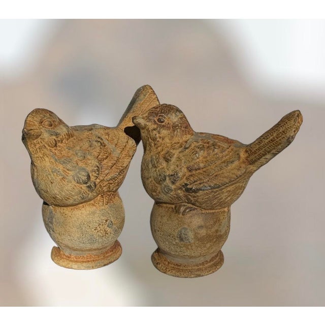 Vintage Cast Iron Bird Figurines Set of 2 | Chairish