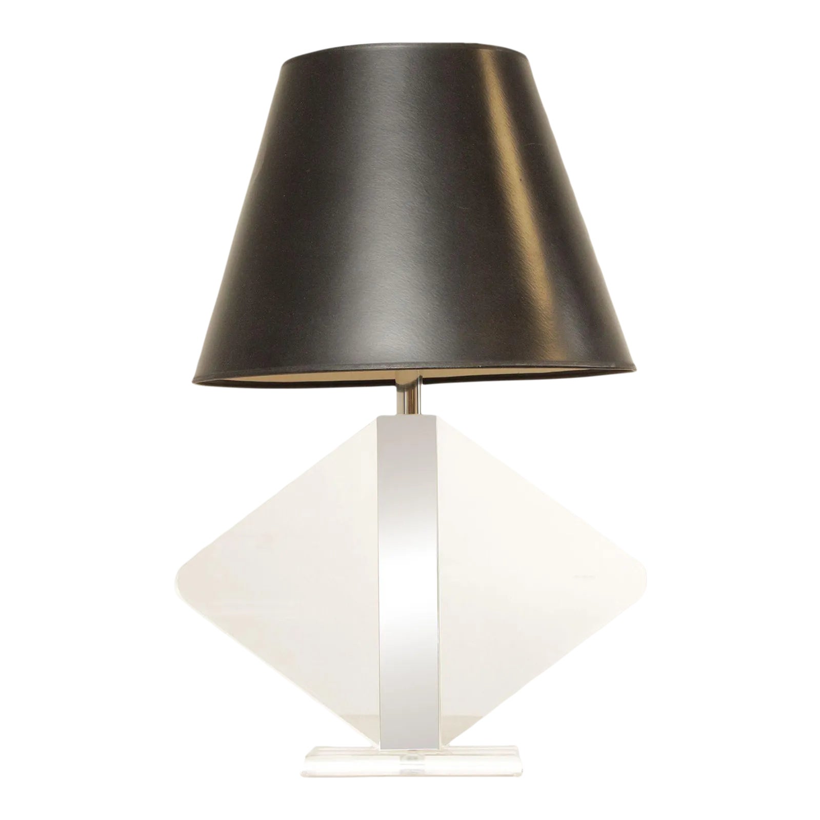 1970s George Bullio Post Modern Chrome and Lucite Table Lamp | Chairish