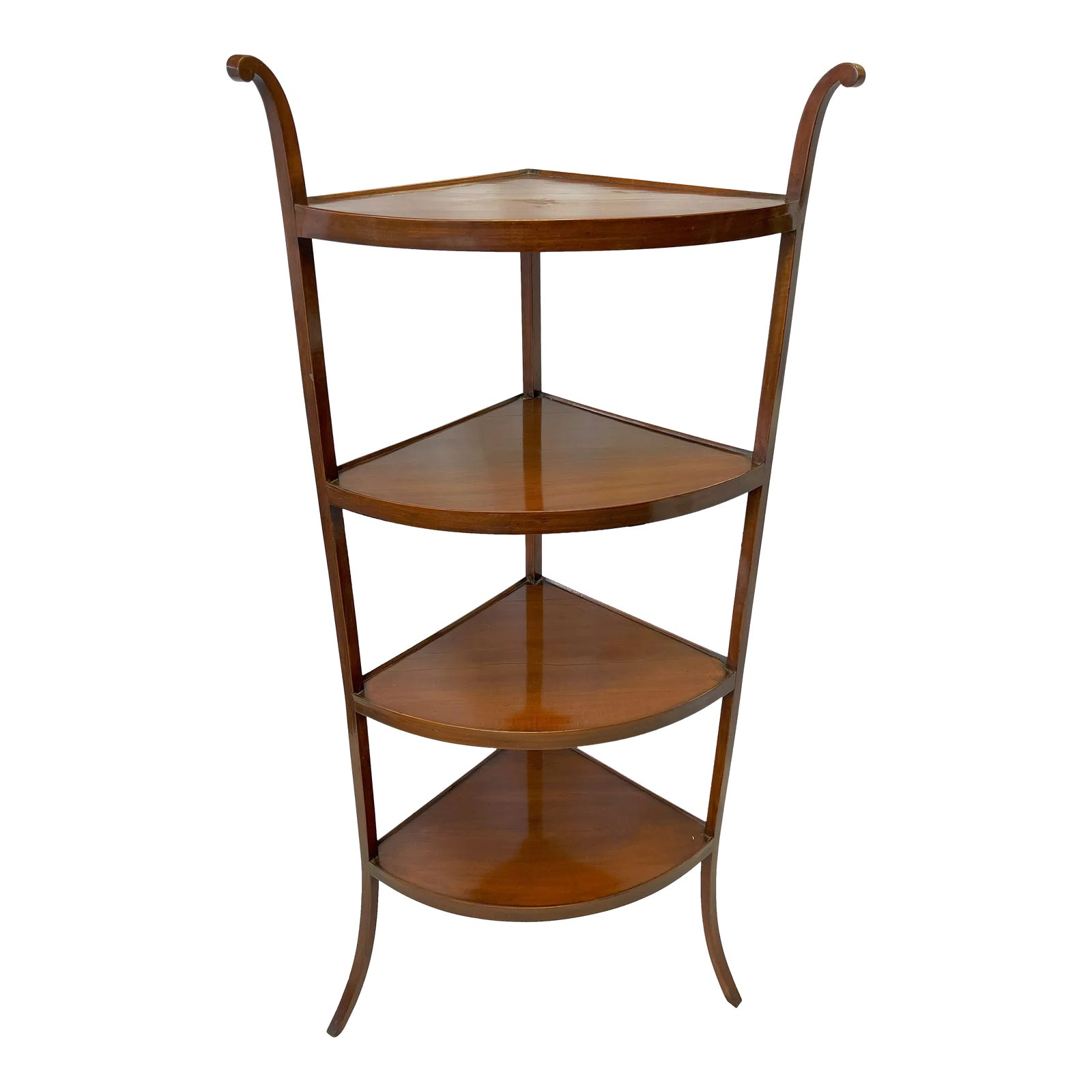 Mid Century Modern Cherry 4-Tier Corner Shelf | Chairish
