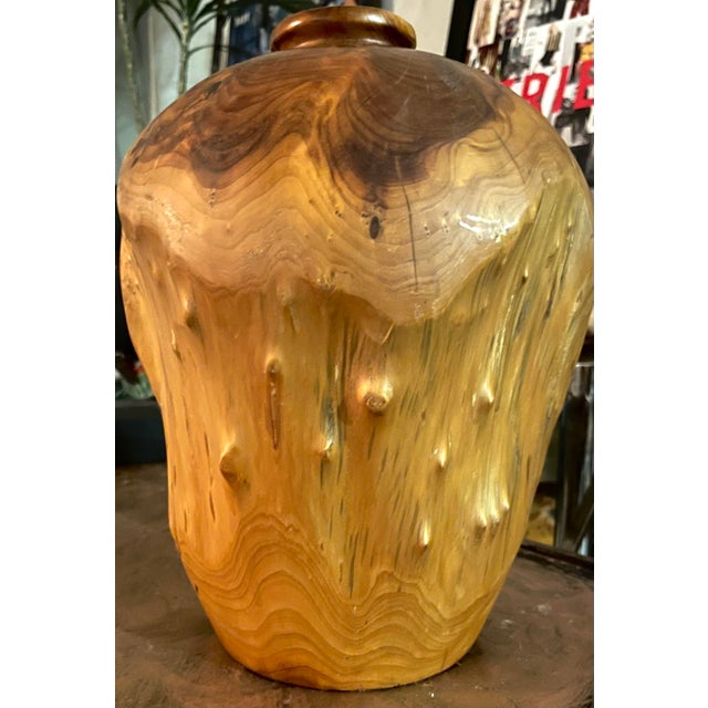 Vintage Turned Burl Wood Vase | Chairish