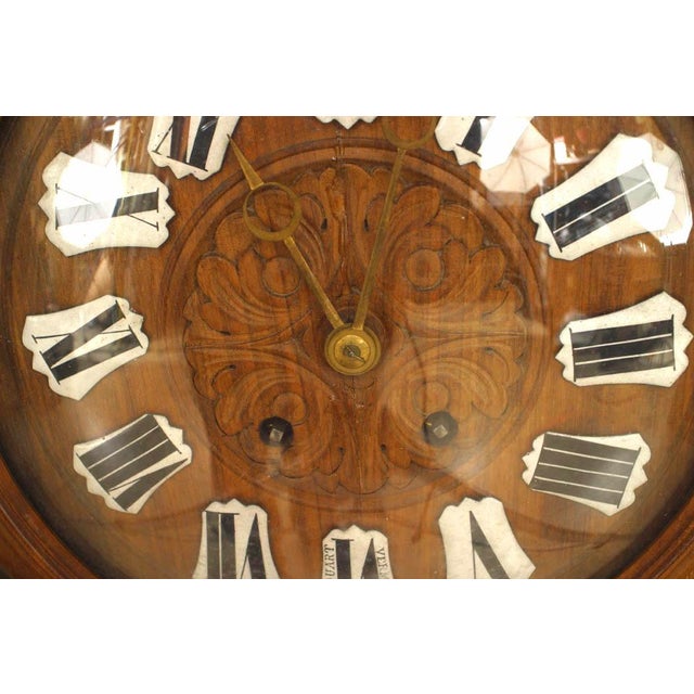 English Victorian Walnut Wall Clock & Barometer - A Pair | Chairish