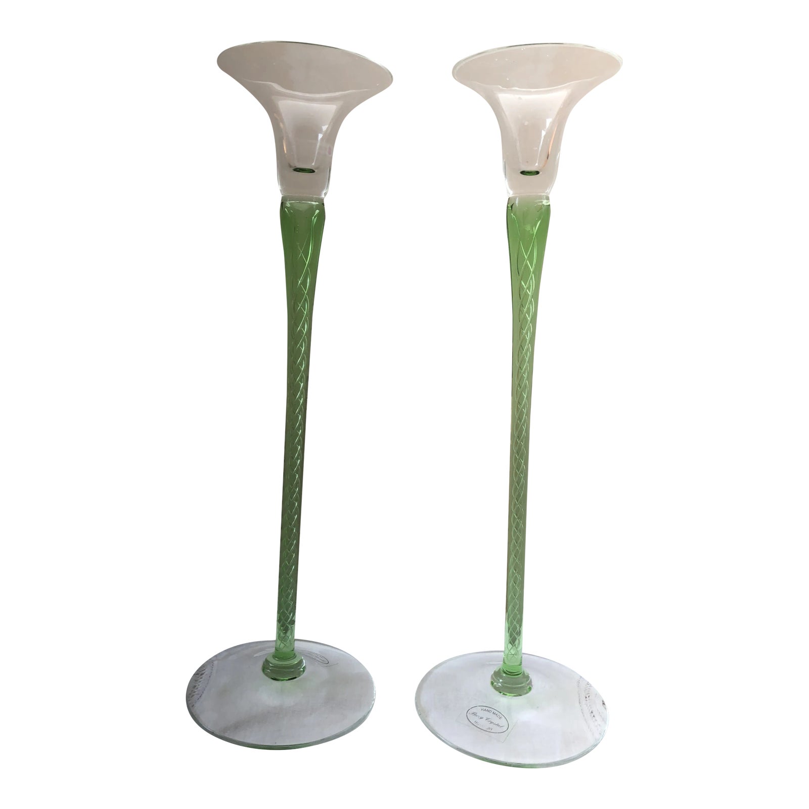 Hungarian Crystal Candlesticks - a Pair | Chairish