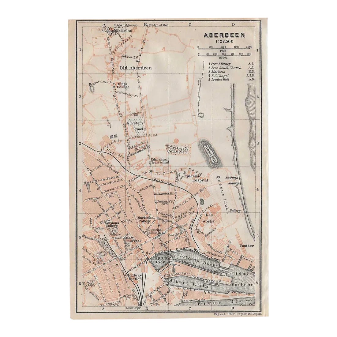 1910 Map of Aberdeen Scotland | Chairish