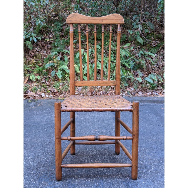 Antique Early American Handmade Solid Maple Spindle Back Chair With ...