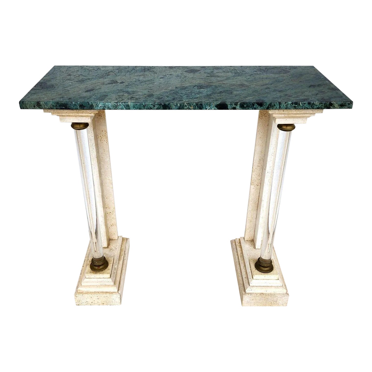 Italian Neoclassical Console Table Lucite Marble 1970s | Chairish