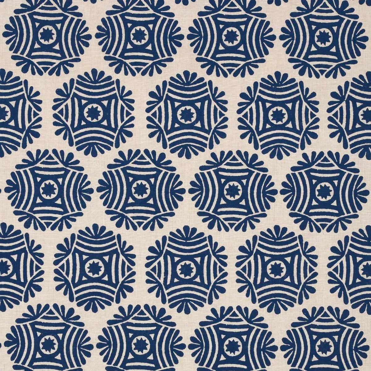 SAMPLE - Schumacher X Drusus Tabor Gilded Star Block Print Fabric In ...