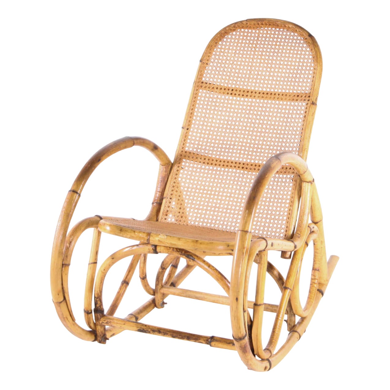 Vintage Rattan Rocking Chair, 1970s | Chairish