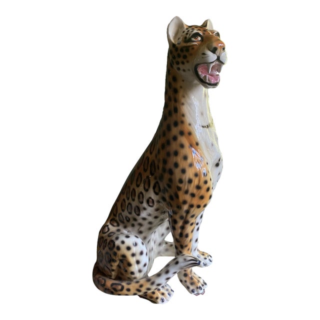 1970s Capodimonte Large Goofy Leopard Statue | Chairish