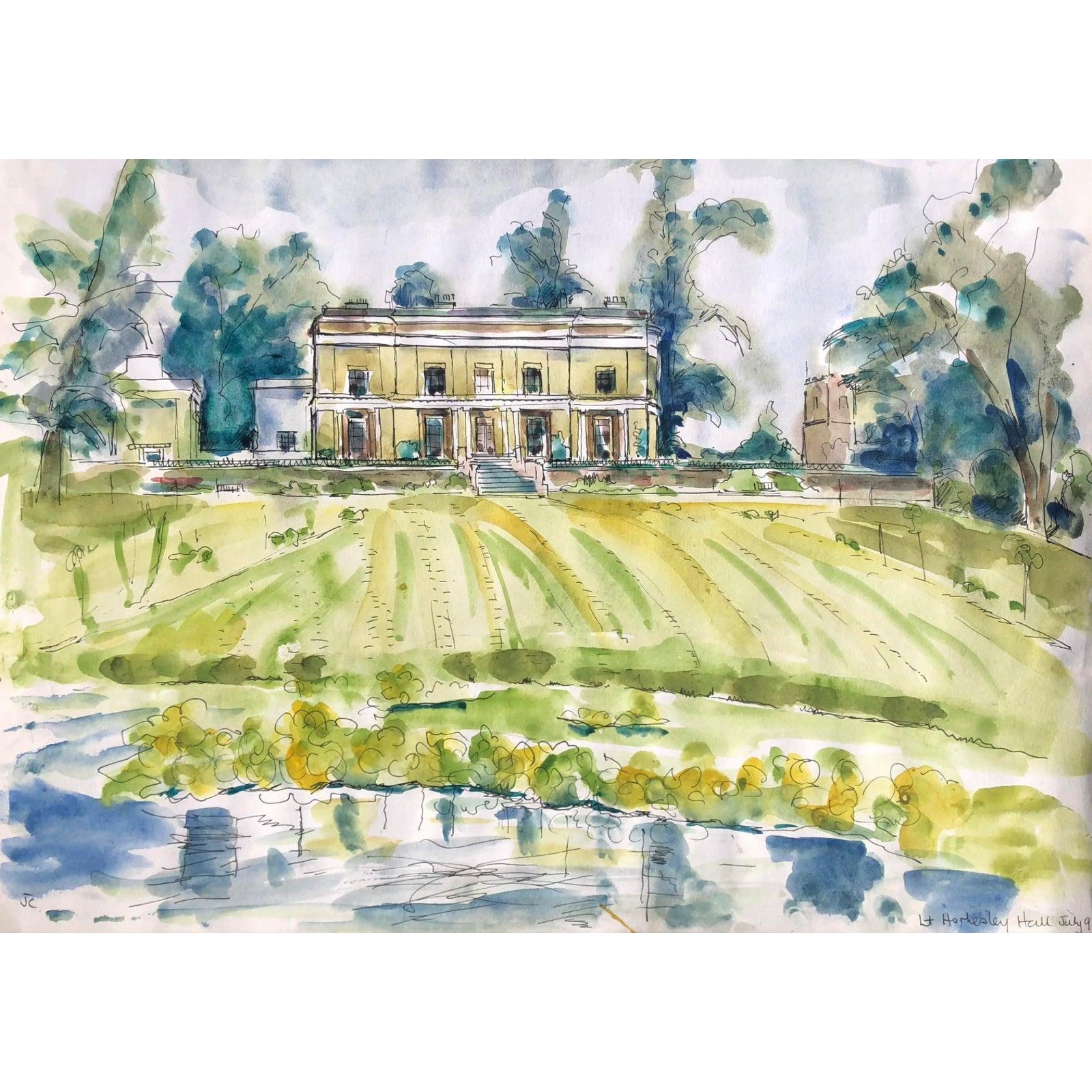 1993 Josie Capstick Horkesley Hall English Painting | Chairish