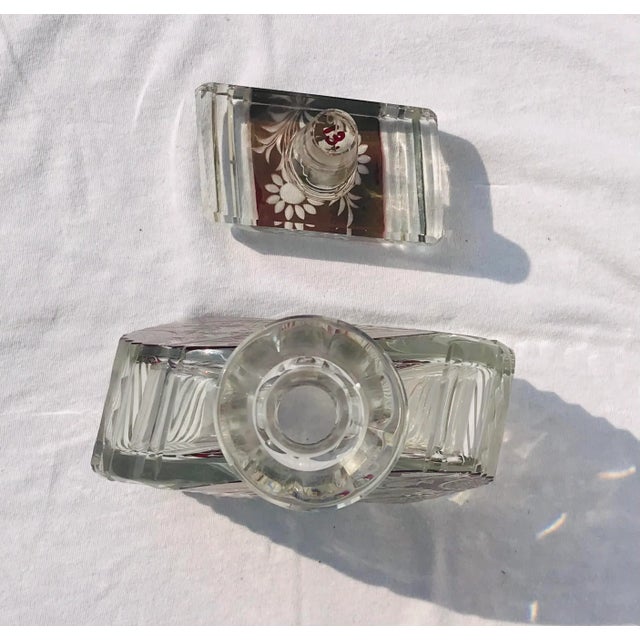 Antique Red Hand Cut Crystal Decanter | Chairish