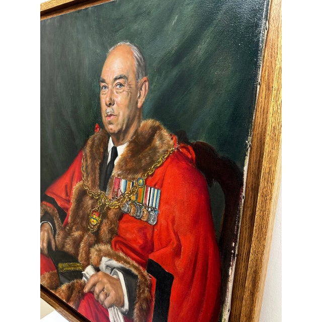 Portrait Painting of Mayor Maidstone Kent Red Coat Robes Wearing Medals ...