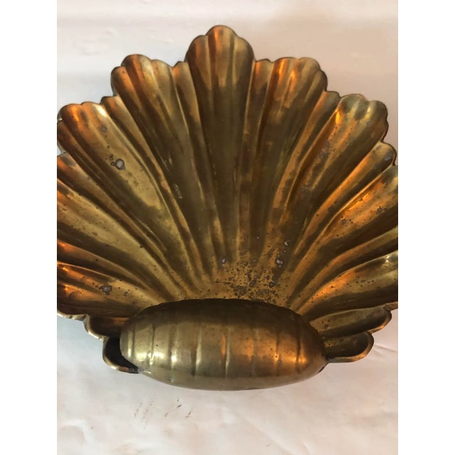 Mid 20th Century Solid Brass Clam Shell Footed Catchall Dishes - a Pair ...