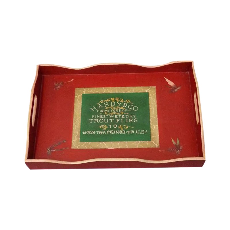 Red Rectangular Wooden Tray | Chairish