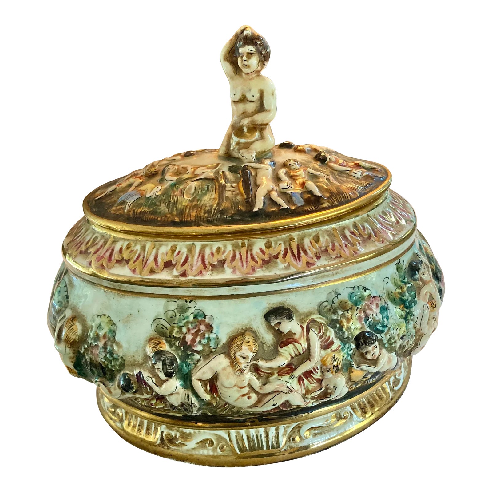 Vintage Signed Capodimonte Oval Centerpiece Serving Ware With Fitted ...