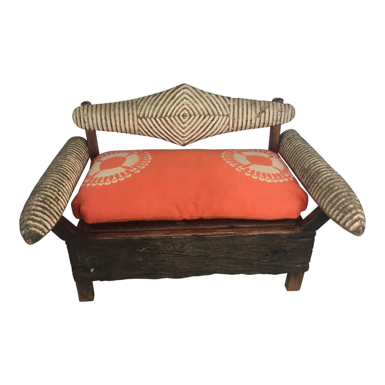Custom Made African Bench Made From Vintage War Shields | Chairish
