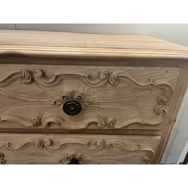 19th Century Carved Bleached French 3 Drawer Chest | Chairish