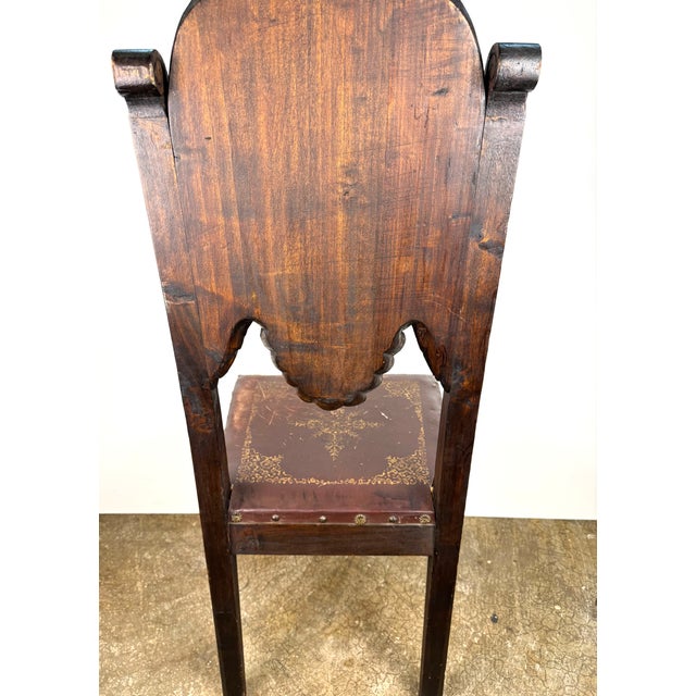 Late 19th Century Hand Carved High Back Leather Crest Coat of Arms ...