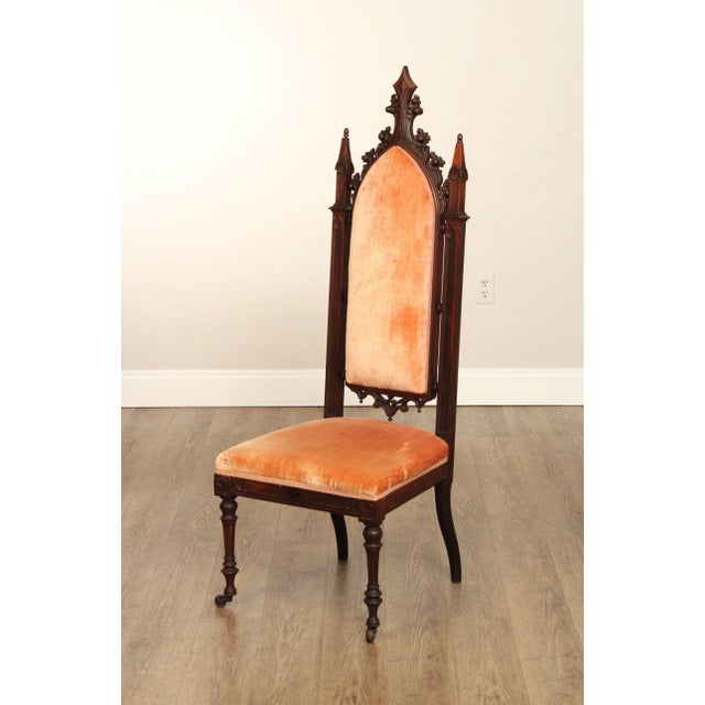 Gothic Revival Antique Carved Rosewood High Back Hall Chair | Chairish