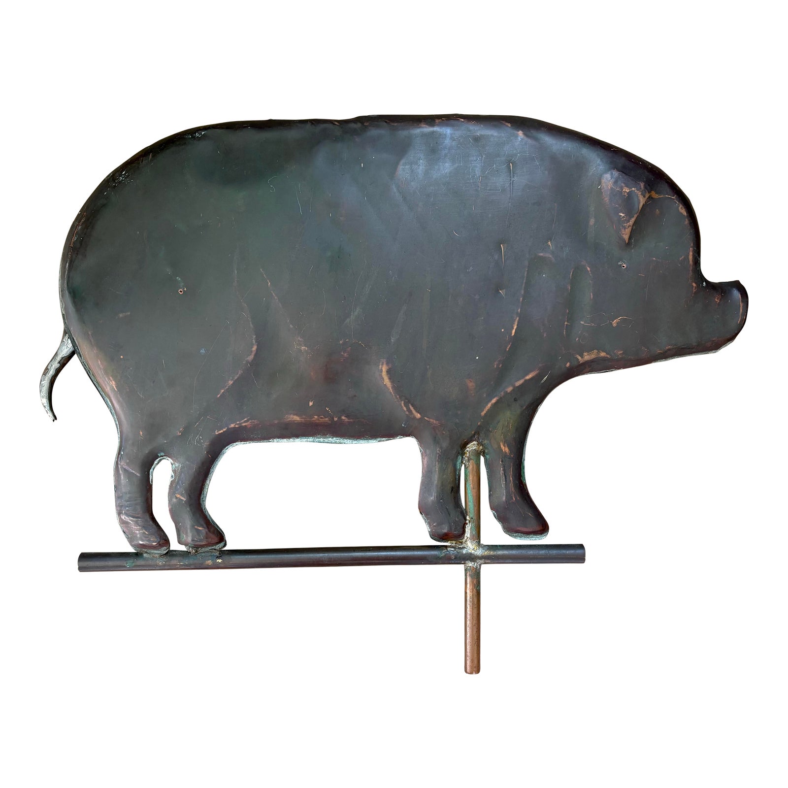 Vintage Patinated Copper Pig Weathervane | Chairish