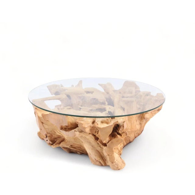 Round Organic Sculptured Teak Root Based Coffee Table 18 | Chairish