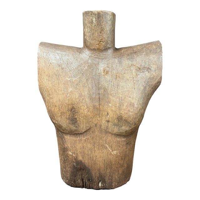 Carved Solid Wooden Female Torso Sculpture Late 20th Century | Chairish