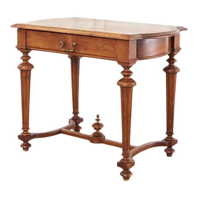 French Louis XIV Style Walnut Writing Table Desk | Chairish