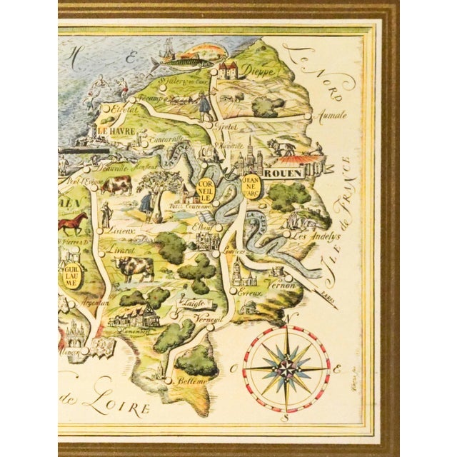 1960's French Vintage Mini Map, La Normandie (Normandy) | Chairish
