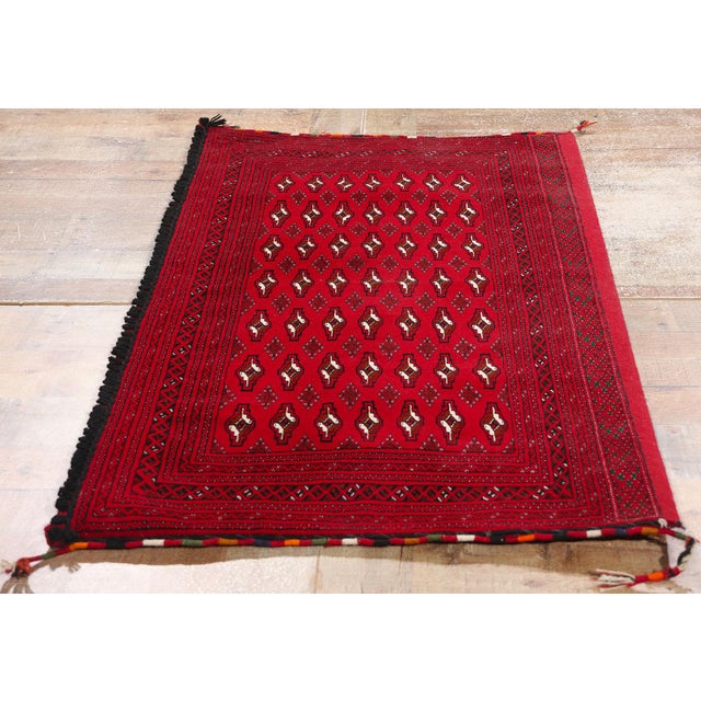 Vintage Red Persian Turkoman Rug - 02'04 X 04'07 | Chairish