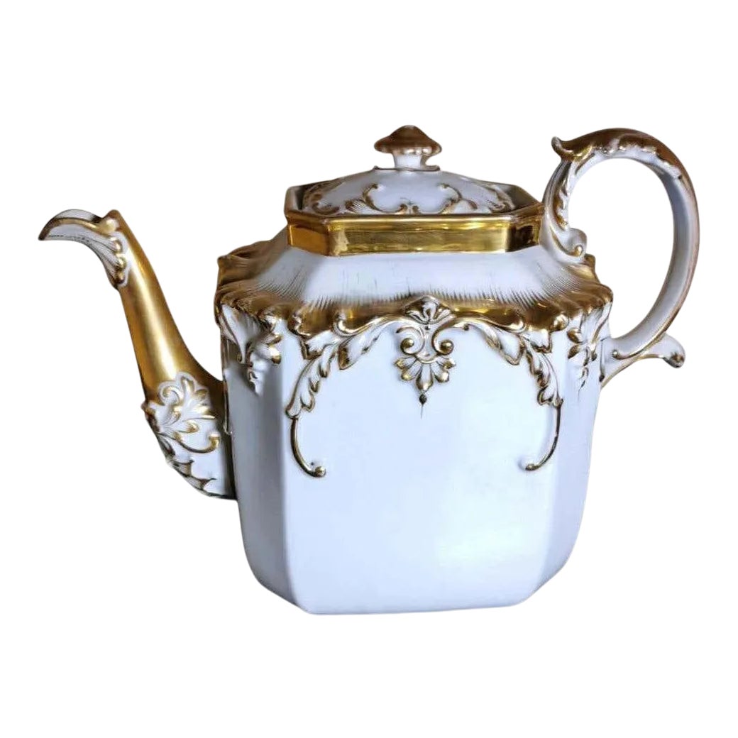 Antique Napoleon III Porcelain De Paris Tea Pot With Pure Gold ...