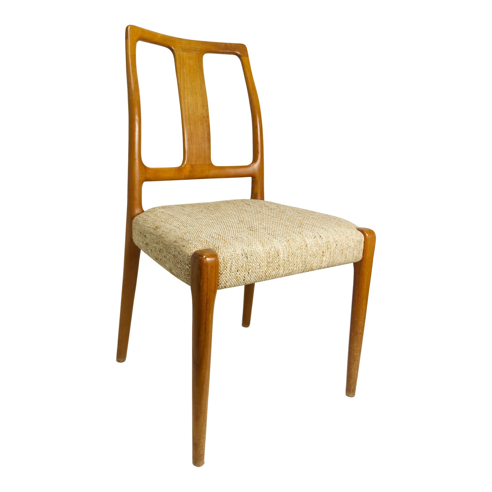 Danish Modern D-Scan Chair in Walnut and Tweed | Chairish