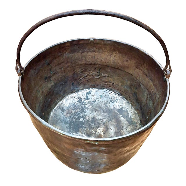 A Large 19th-Century Copper Apple Butter Cauldron With Iron Handle ...