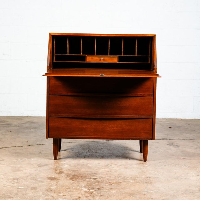 1960s Mid Century Danish Modern Walnut Drop Surface Office 3 Drawer ...