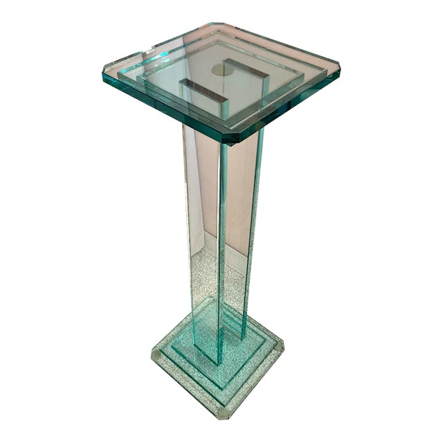 Vintage 1980s Stacked Glass Pedestal | Chairish