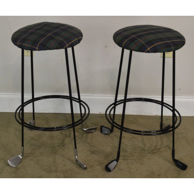 Custom Pair Iron Golf Club Counter Bar Stools | Chairish