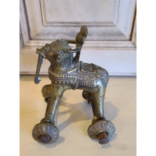 Antique Asian Hindu Bronze Temple Toy Elephant on Wheels | Chairish