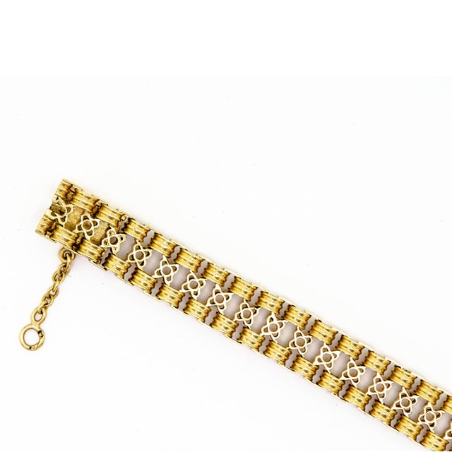 Mid-Century Yellow Gold Bracelet with an Articulated Double Sided Gem ...