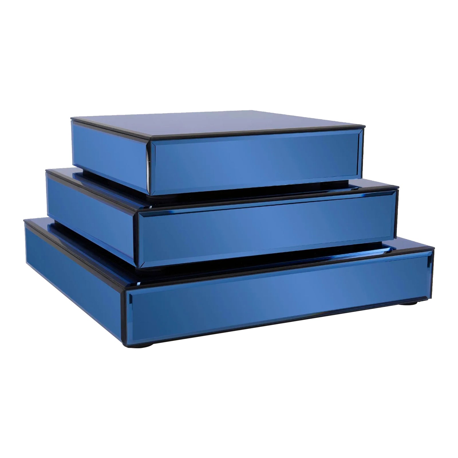 The Sapphire Mirrored Platforms - Set of 3 | Chairish