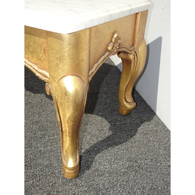 Vintage French Louis XVI Style Low 14" H Gold Console Table With White ...