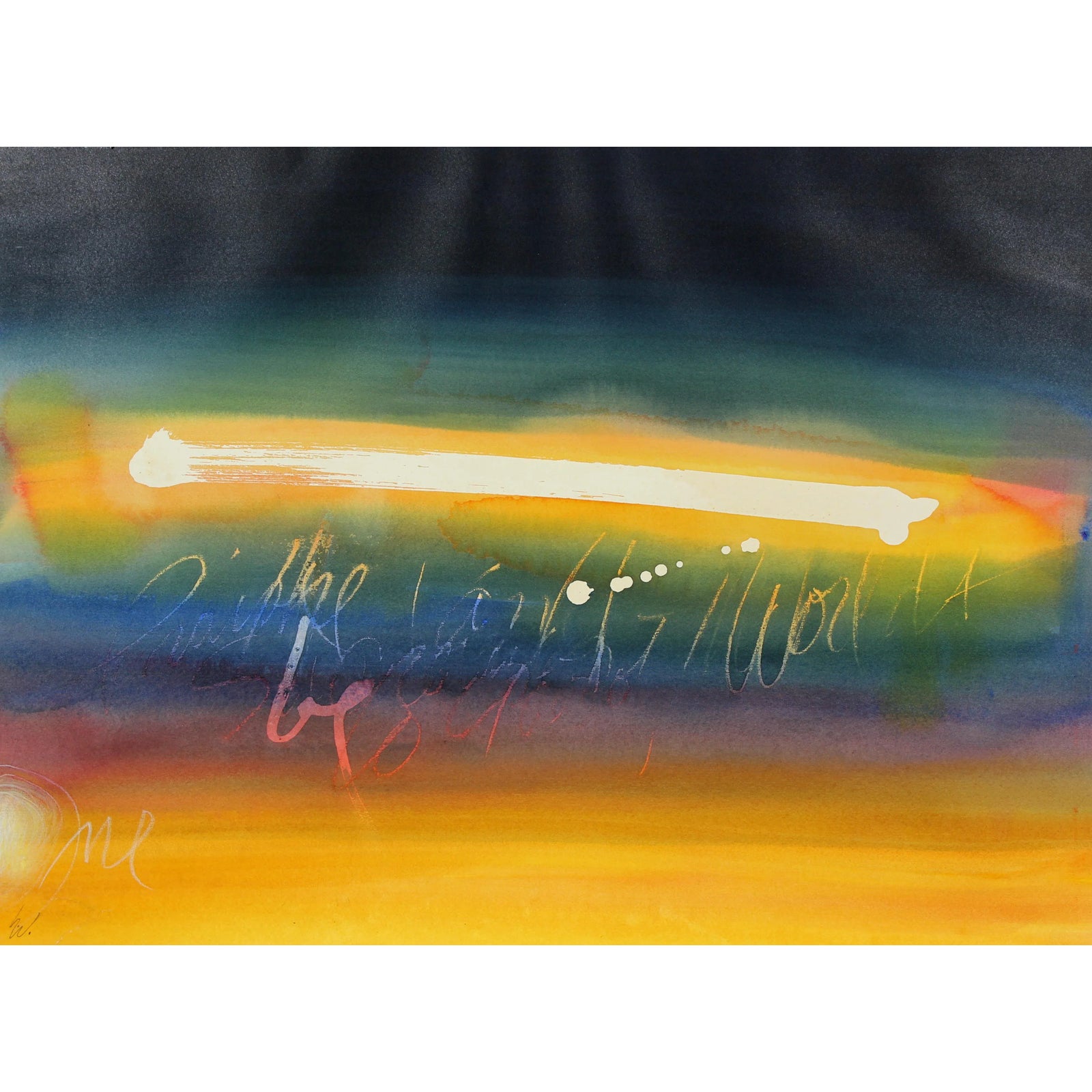 Colorful Abstracted Text Late 20th Century Watercolor | Chairish