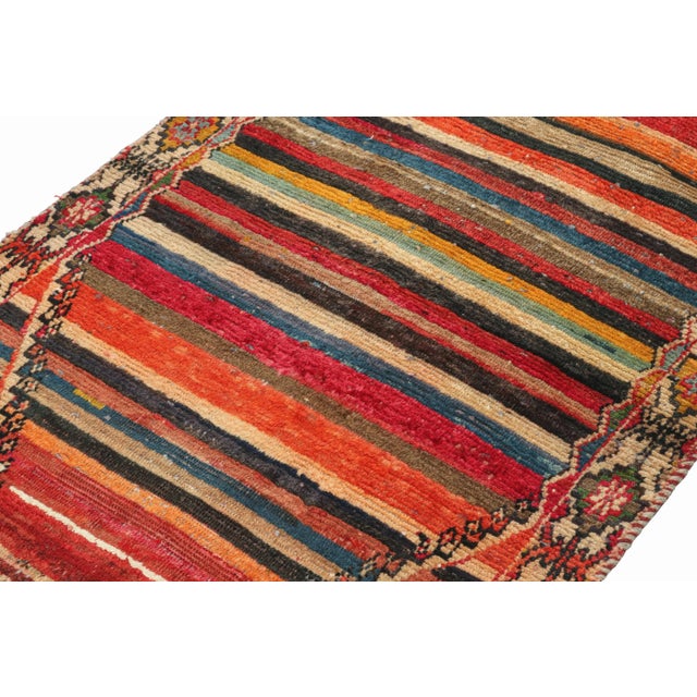 Vintage Gabbeh Tribal Rug in Polychromatic Stripes and Geometric ...