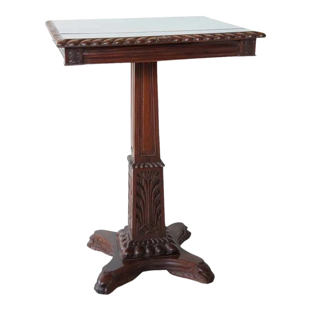 Anglo Indian Rosewood Square Pedestal Side Table | Chairish