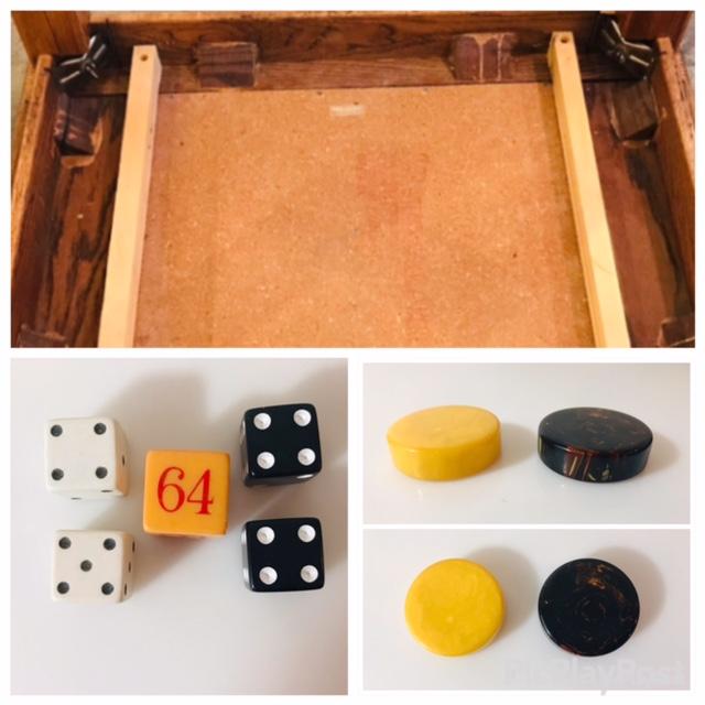 Vintage 1980s Backgammon Table Oak Brown Yellow Bakelite Disc Men by ...