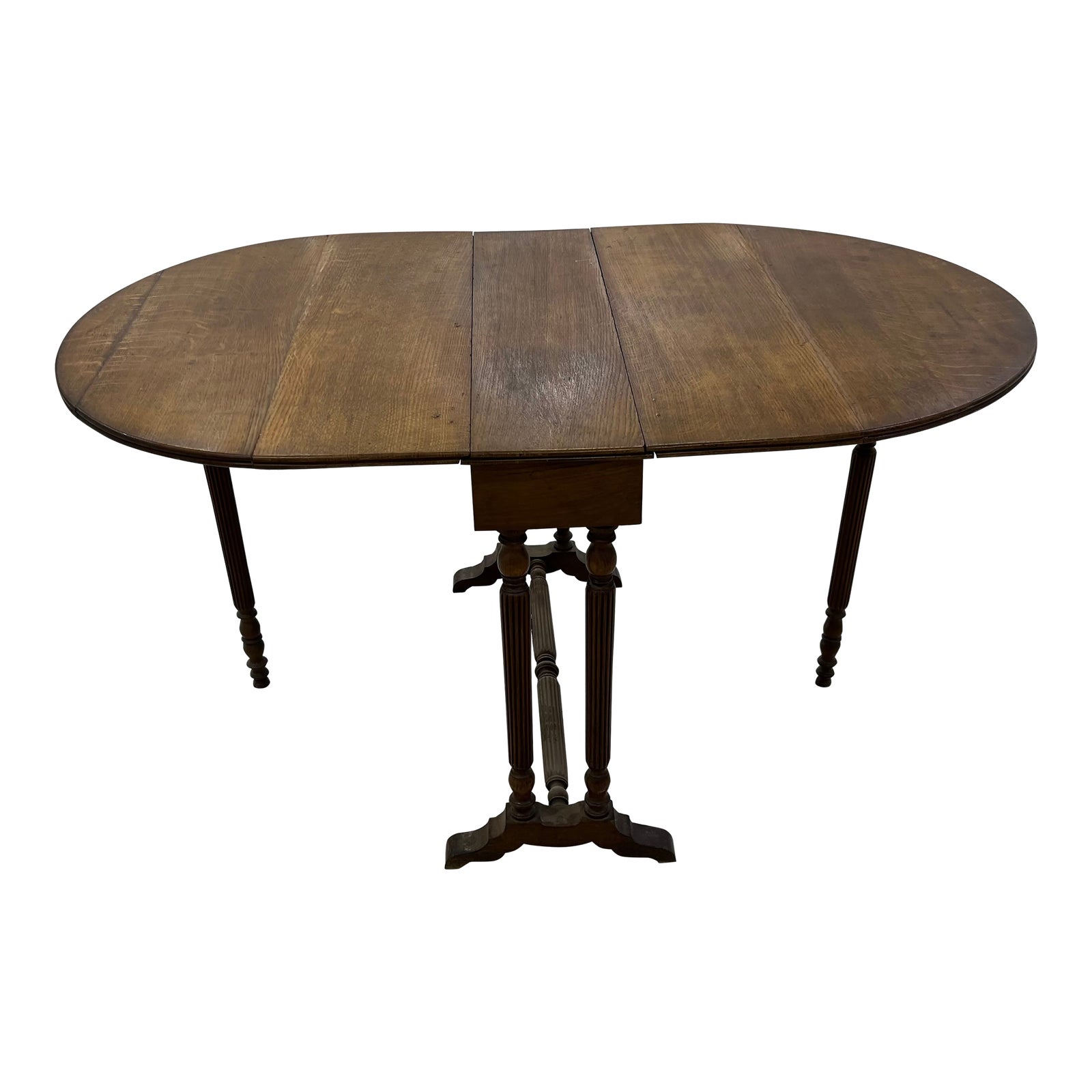 Early 20th Century English Drop Leaf Folding Leg Table | Chairish
