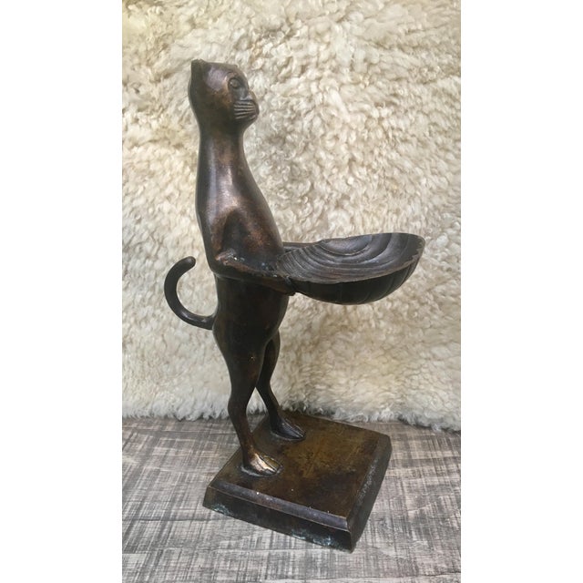 Vintage Bronze Cat Butler Statue | Chairish