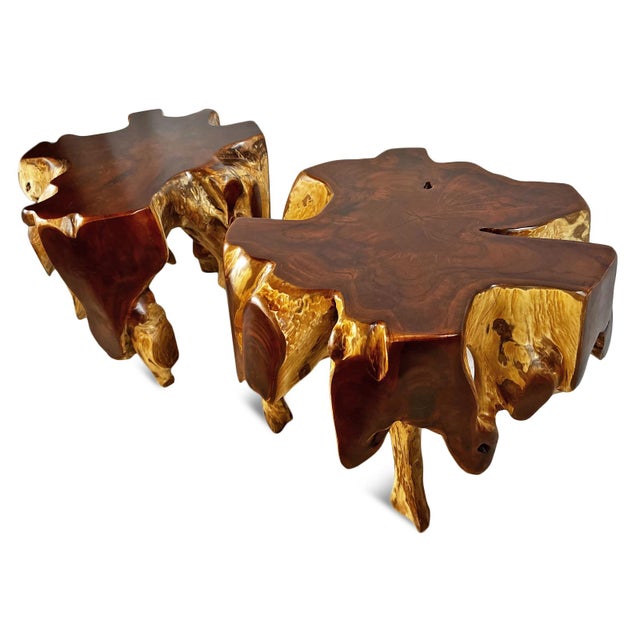 Organic Teak Root Side Table | Chairish