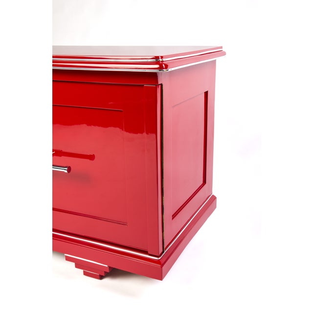 Cherry Red Lacquer Art Deco Sideboard | Chairish