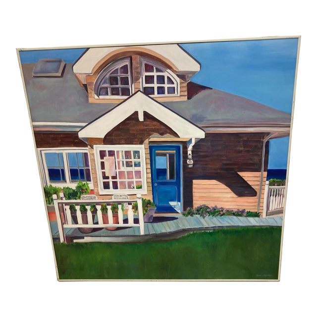 Sue Slater Realist Beach Cottage Painting | Chairish